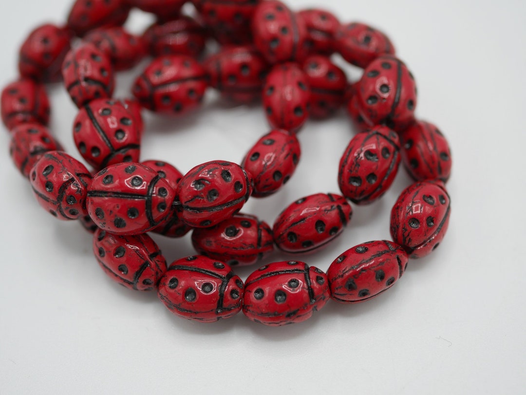 Glass Lady Bug Beads Red Lady Bugs 8mm Beads (12 Beads) 204268 - Etsy