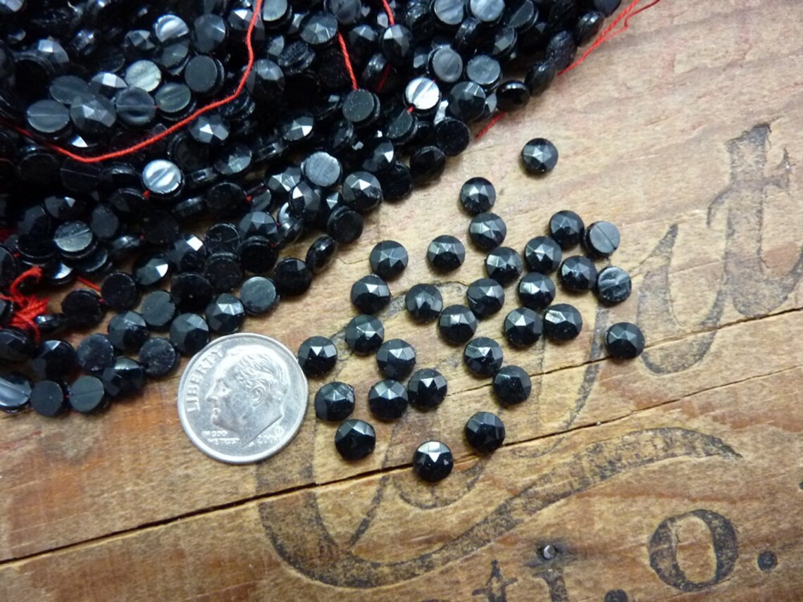 Antique Mourning Jet Glass Beads 6mm Round (24) JET142 - Etsy