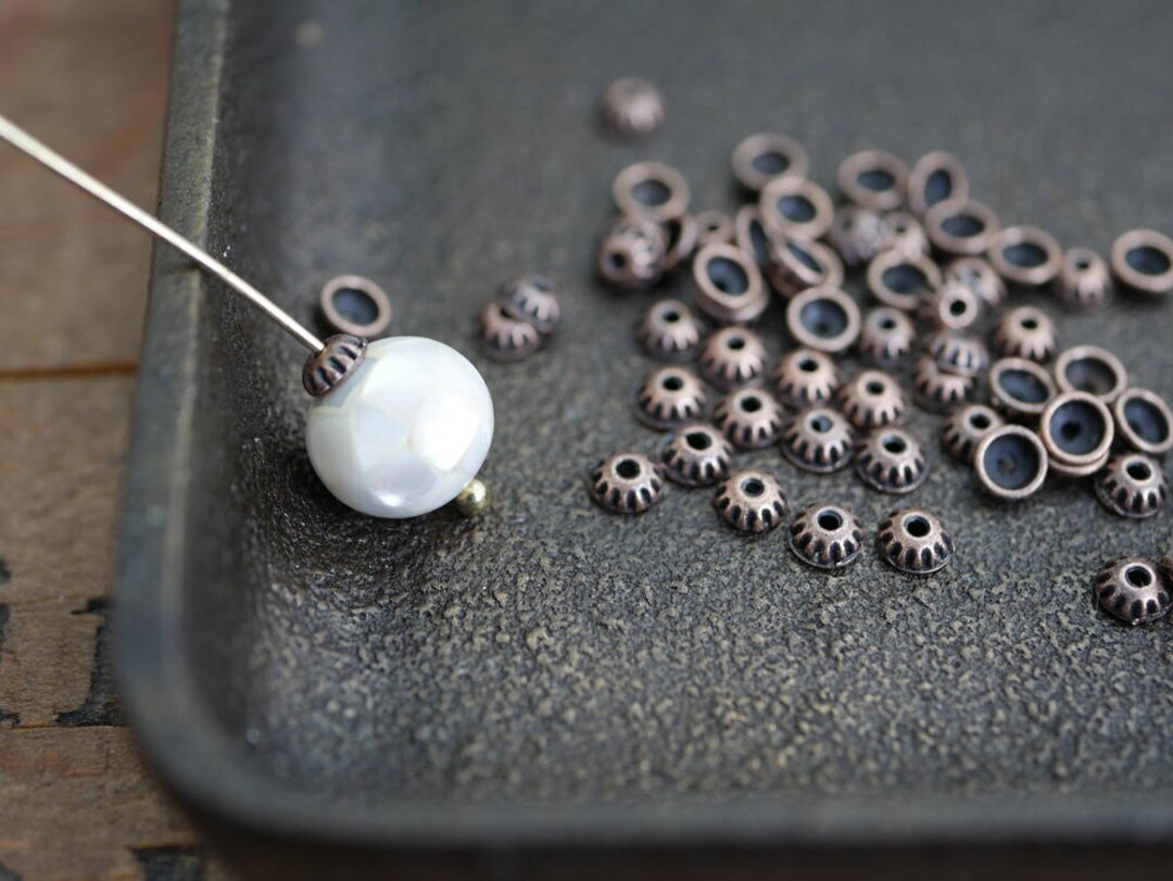 Small Antiqued Copper Bead Cap Round Bead Cap Small Copper Bead Cap 4mm ...