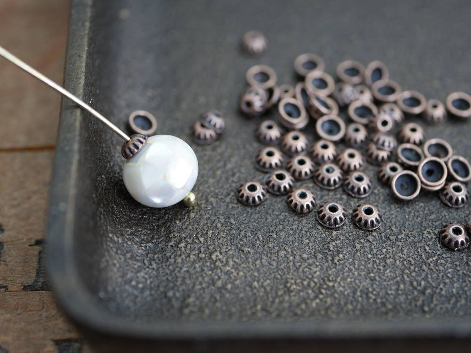 Small Antiqued Copper Bead Cap Round Bead Cap Small Copper | Etsy