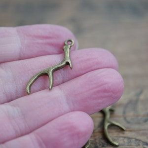 Pewter Antler Charms Deer Antler Charm Antiqued Brass Antler Brass Ox ...
