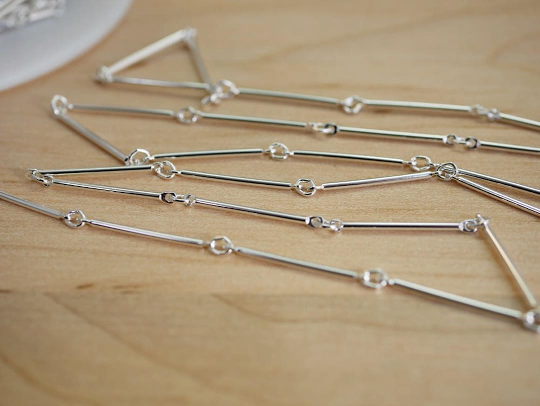 Silver Tone Bar Chain 18mm Link Made in USA Sold by the Foot Bulk Chain ...