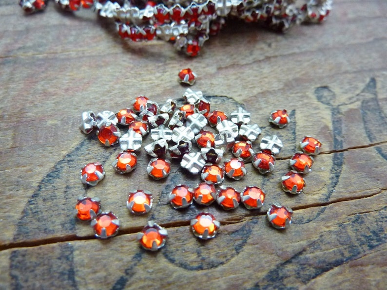 Rhinestone Vintage Sew on Rhinestones Rose Montee 3mm Siam Red (50 Pcs ...