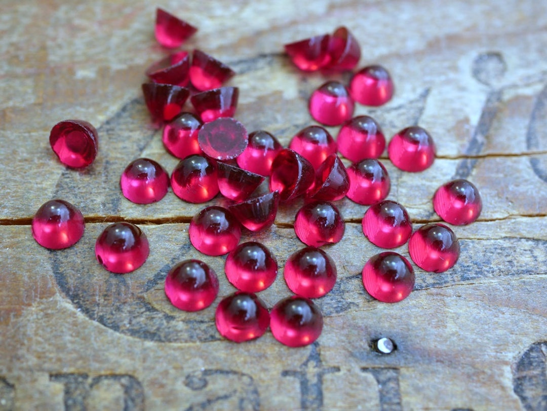 Vintage Rhinestone Luminous Red Small Glass Rhinestone 6mm Round X4mm ...
