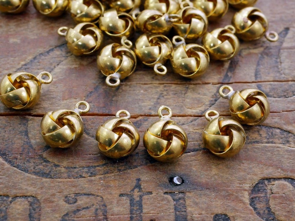 Brass Charm Drop Knot Bead Vintage Brass Knot Charm Bead 9mm - Etsy
