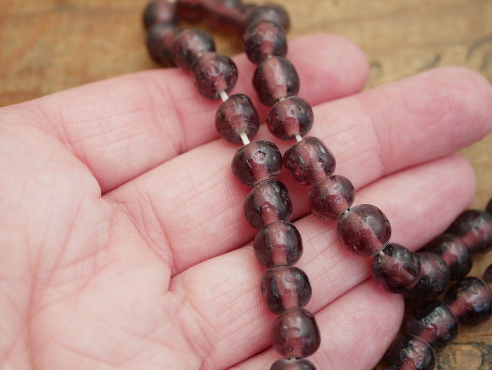 Japanese Glass Baroque Dimple Beads Miriam Haskell Beads Full Strand 50 ...