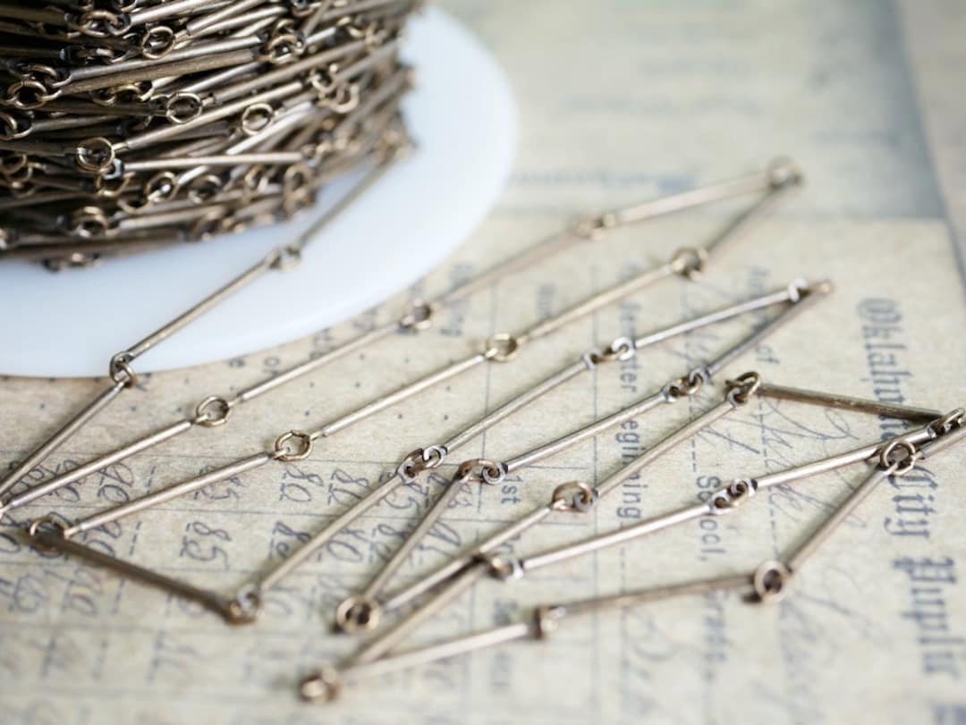 Chain Antiqued Brass Color Bar Chain 18mm Link Made in USA Bulk Chain ...