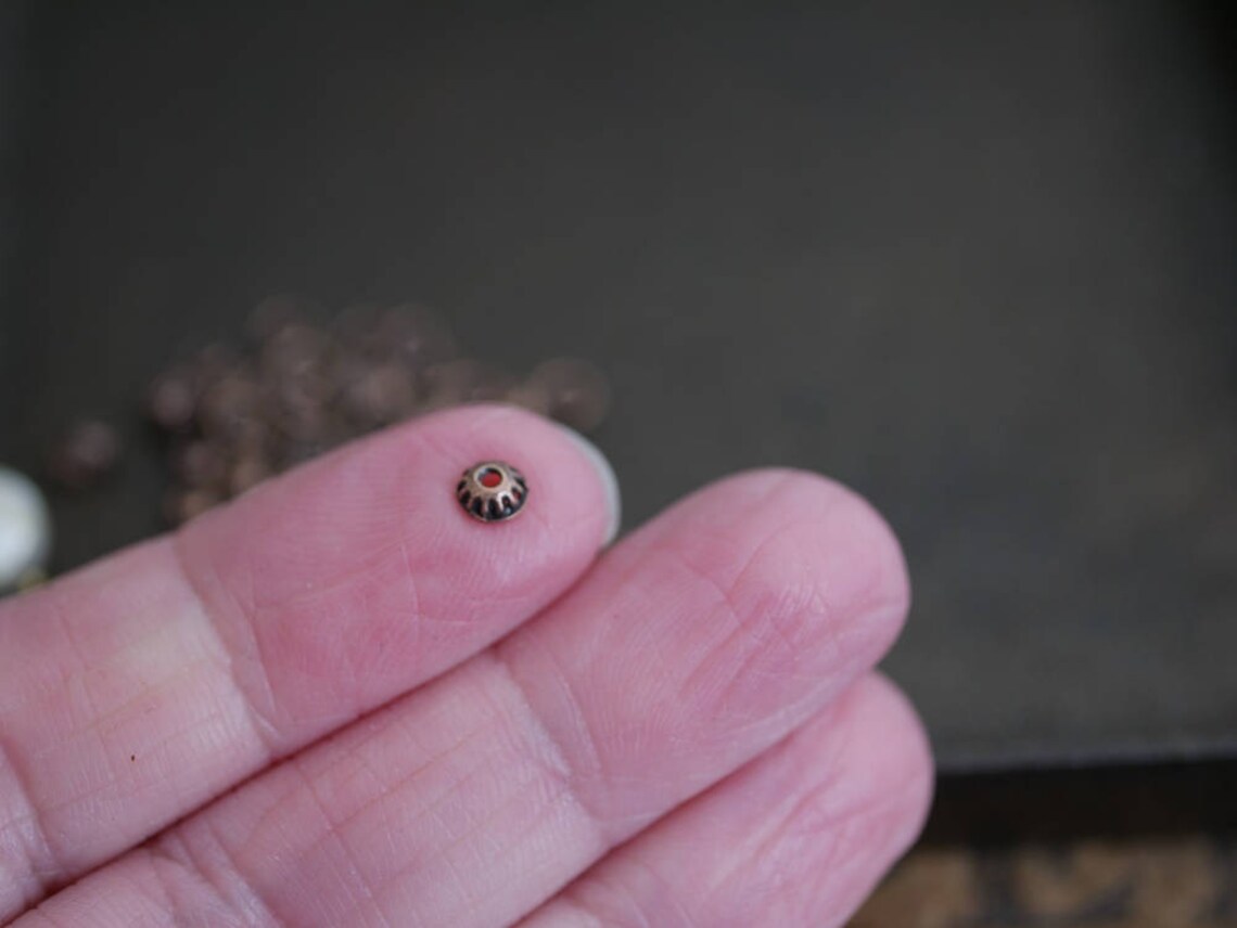 Small Antiqued Copper Bead Cap Round Bead Cap Small Copper | Etsy