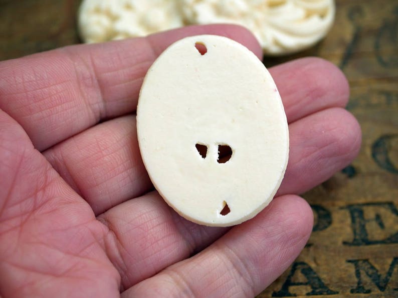 Flower Cabochon Matte Ivory Color Acrylic Cabochon 40x30mm - Etsy