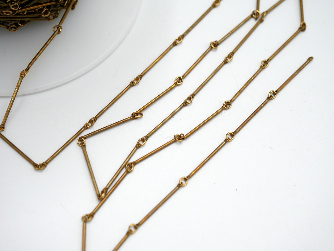 Raw Brass Bar Chain 18mm Link Made in USA Sold by the Foot Bulk Chain ...