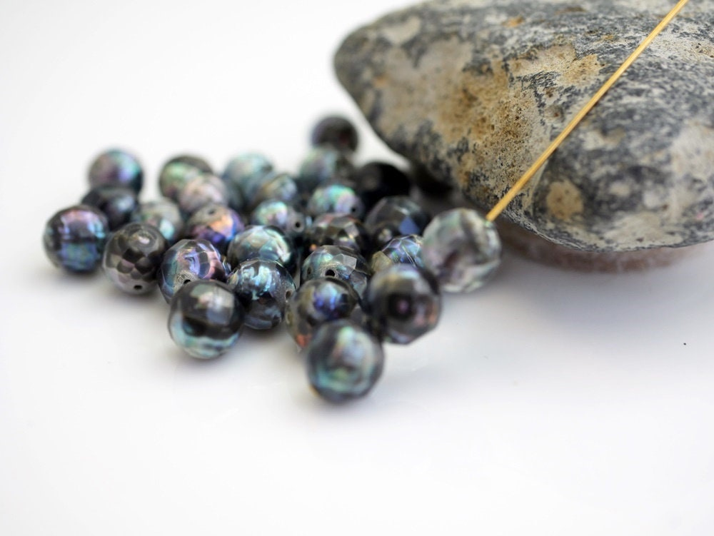 Faceted Freshwater Pearl Blue Iris Pearl Gray Blue Pearl | Etsy