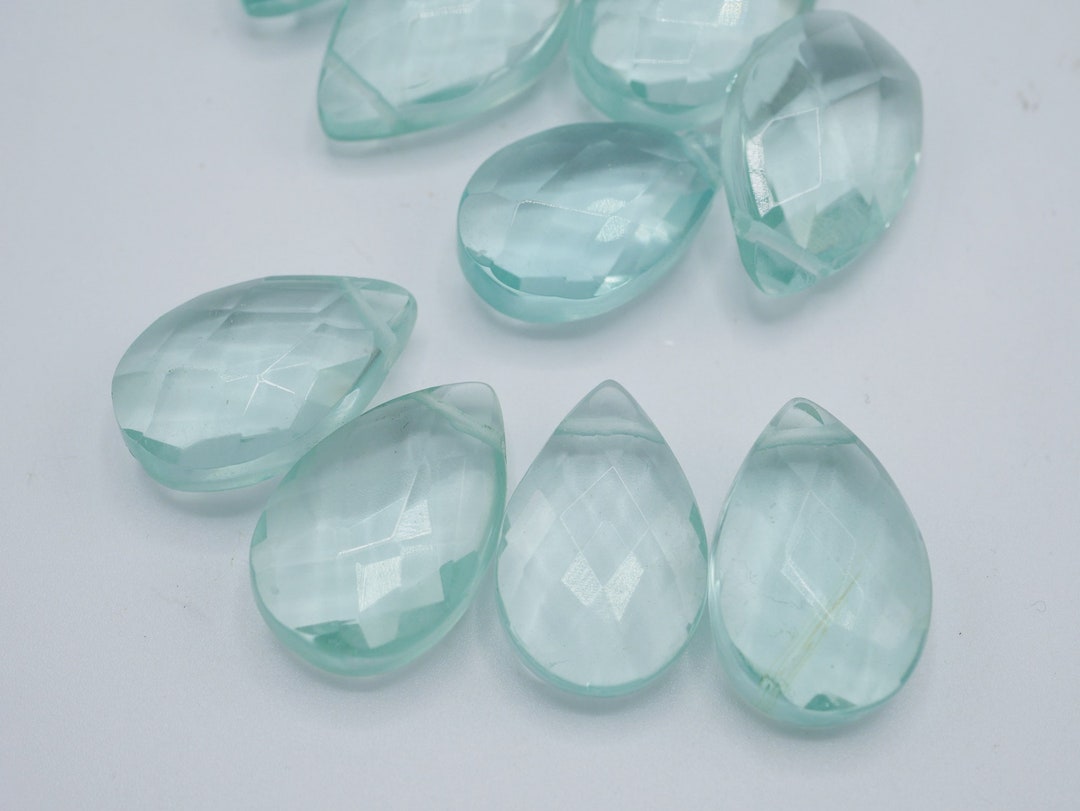 Aqua Glass Teardrop 25x18mm Faceted Teardrop Top Drilled (4 Pcs) TB23 ...
