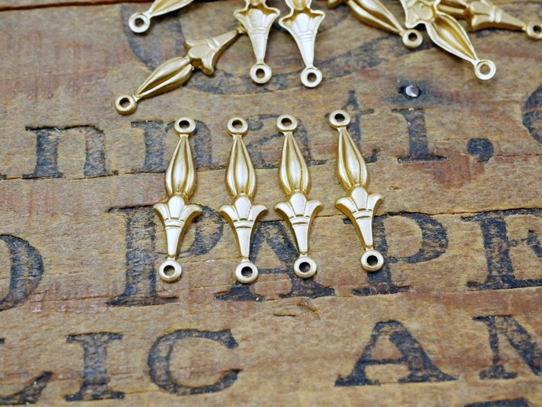Link, Brass Link, Brass Connector, Small Brass Art Deco Style Drop Long ...