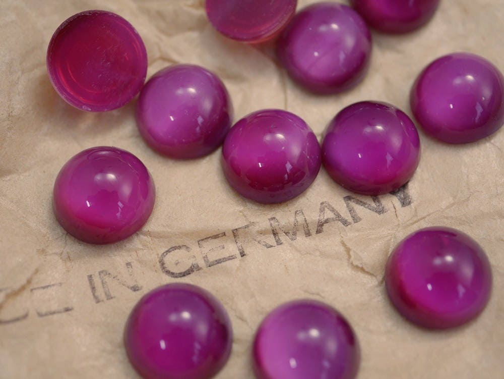 Vintage Deep Pink Moonstone Glass Rhinestone 13mm Rhinestone | Etsy