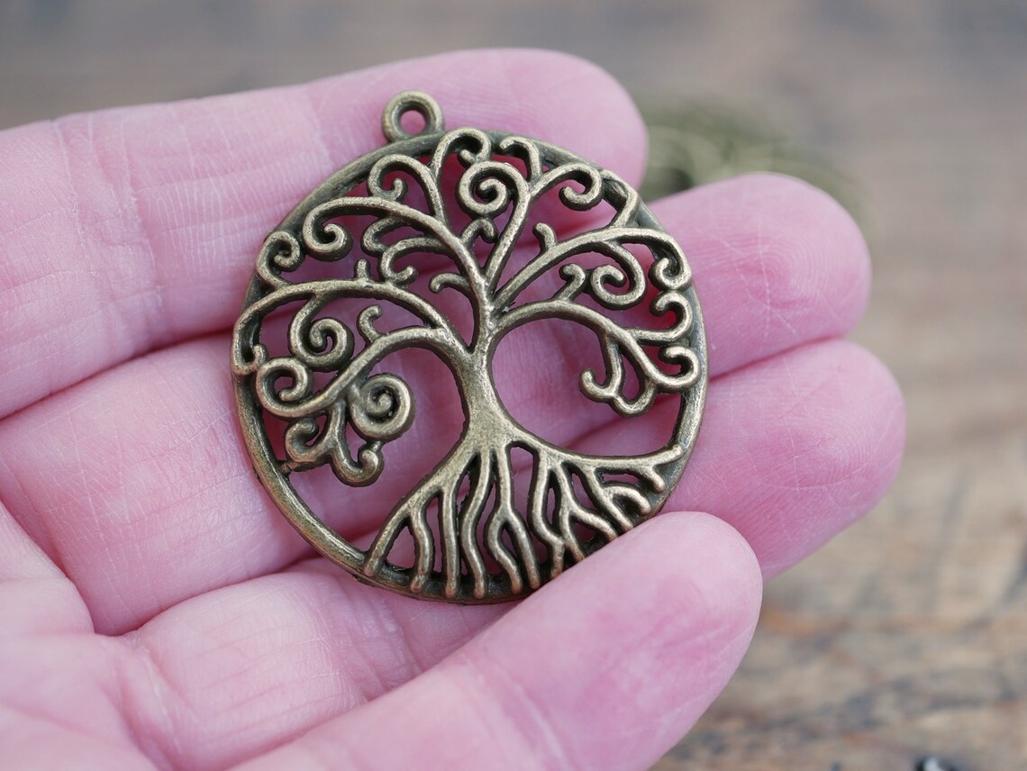 Pendant Antiqued Brass Pewter Tree of Life Pendant Large Necklace ...