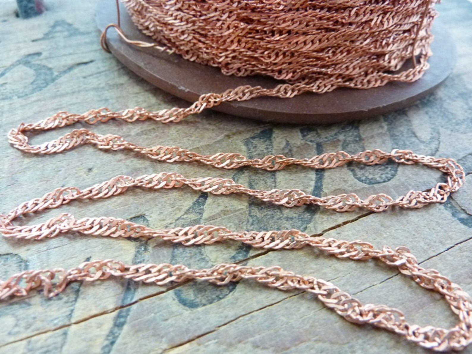 Vintage Copper Steel 3.5mm Twisted Flat Rope Chain (sold by the Foot ...