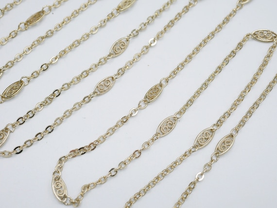 Fancy Scroll Link Gold Chain 1.4mm Chain With 4x8mm Scroll - Etsy
