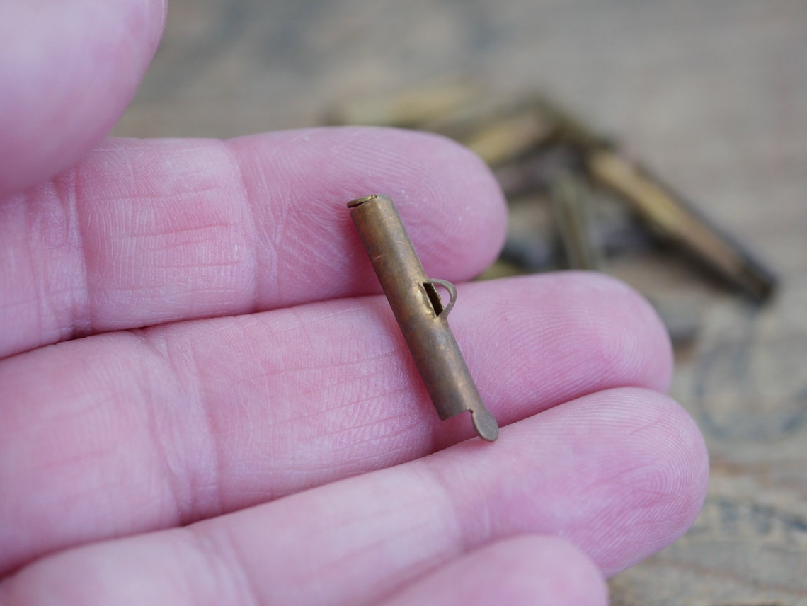 Vintage Brass Slide End Caps Brass End Cap Finding 20mm Long (4 Pcs ...