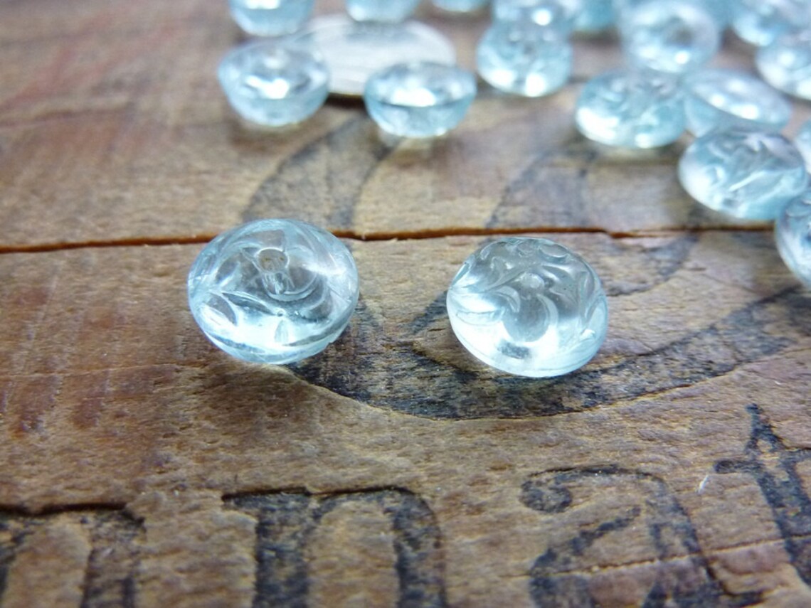 Vintage Cabochon 9mm Small Cabochon With Design Aqua (8 Pcs) - Etsy
