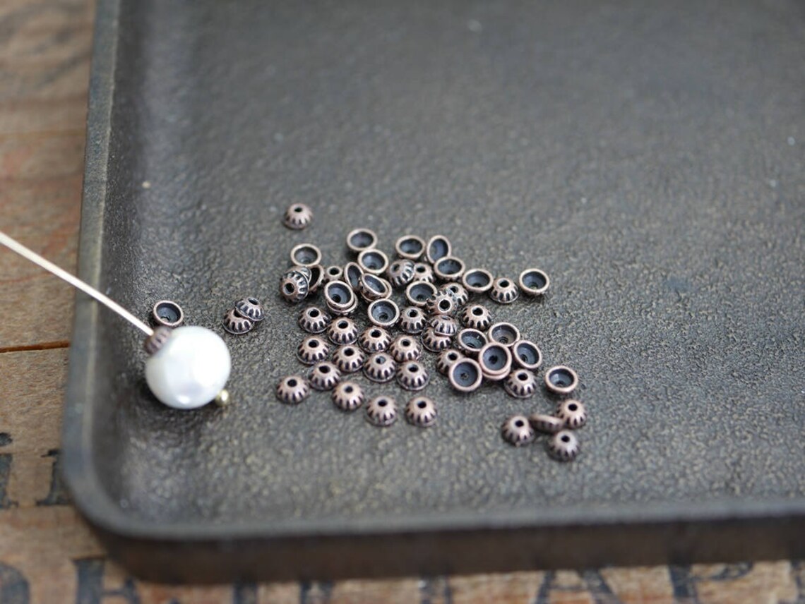 Small Antiqued Copper Bead Cap Round Bead Cap Small Copper | Etsy