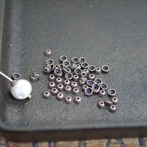 Small Antiqued Copper Bead Cap Round Bead Cap Small Copper Bead Cap 4mm ...