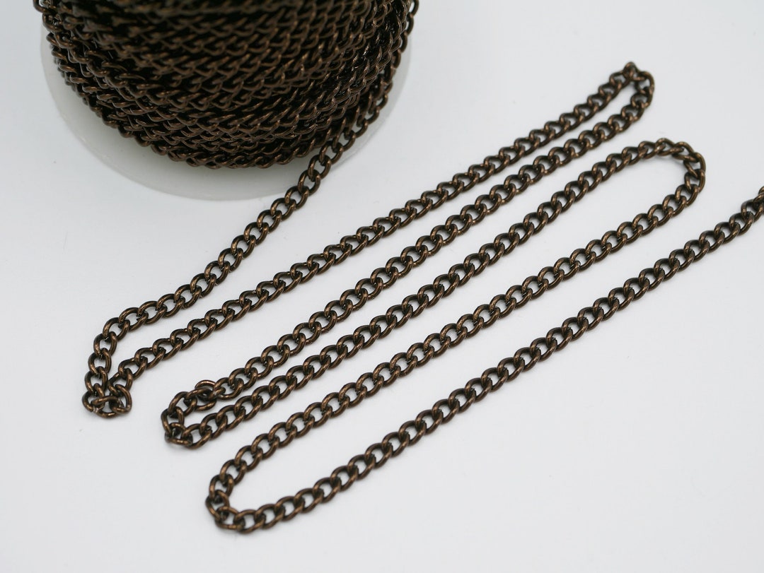 Antiqued Copper Color Curb Chain 3.3mm Link Dark Copper Curb Chain ...