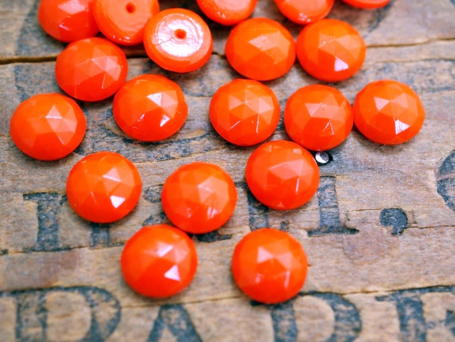 Vintage Cabochon Faceted Glass 9mm Small Cabochon Orange Cab (6) - Etsy