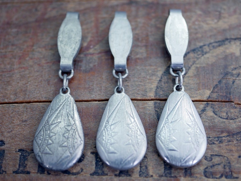 Antique Silver Watch Fob With Clip Design on Both Sides Solid - Etsy