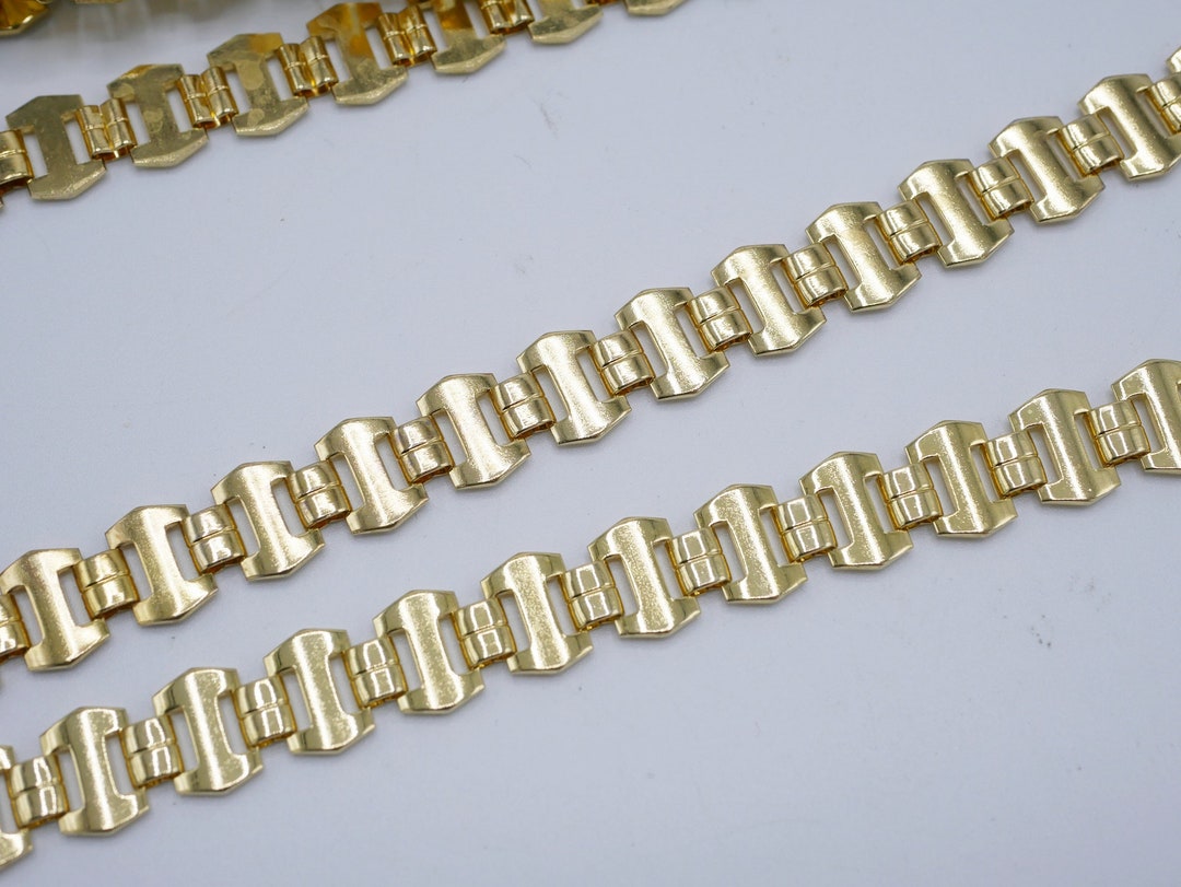 Wide Gold Link Chain 10mm Link Chain Bracelet Chain ( Sold by the Foot ...