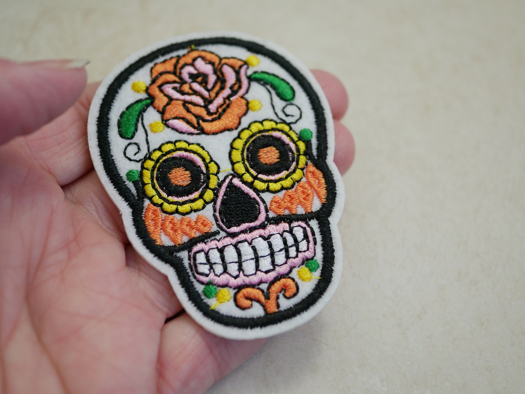 Sugar Skull Patch Sew on Iron on Skull Patch Day of the Dead Patch (1 ...