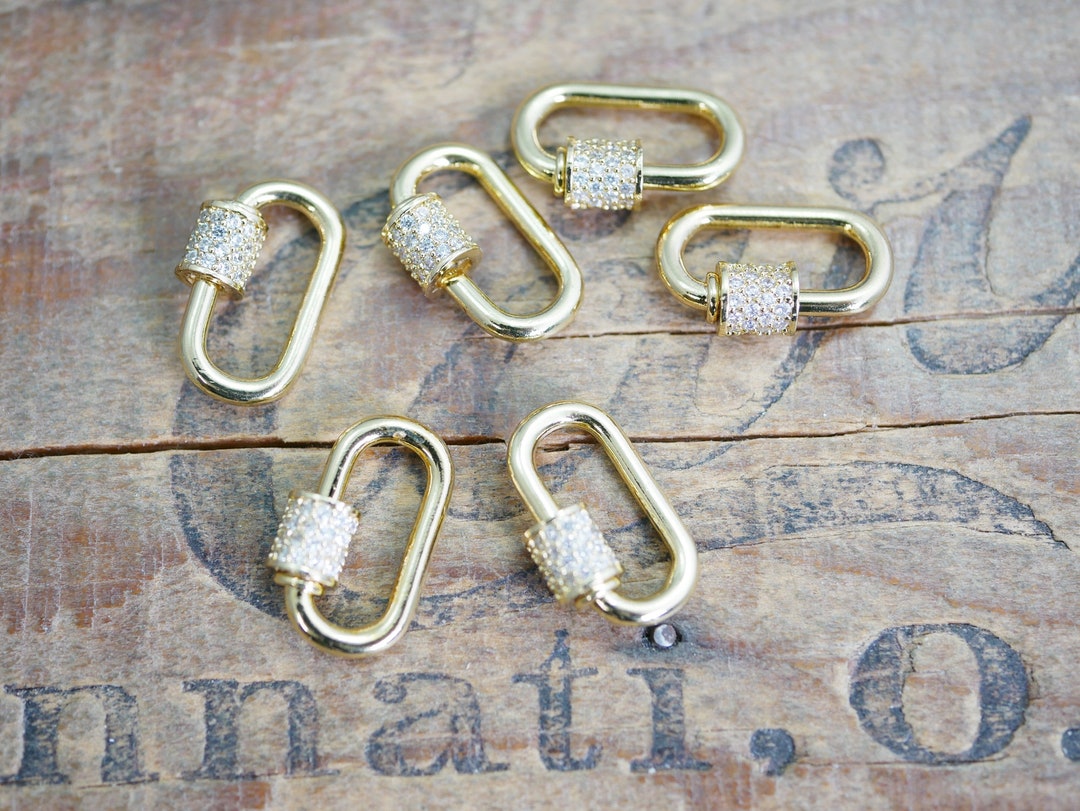 Rhinestone Pave Gold Link Screw Open Closed Connector Link 18x10mm (1 ...