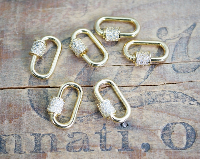 Rhinestone Pave Gold Link Screw Open Closed Connector Link 18x10mm 1 Pc ...