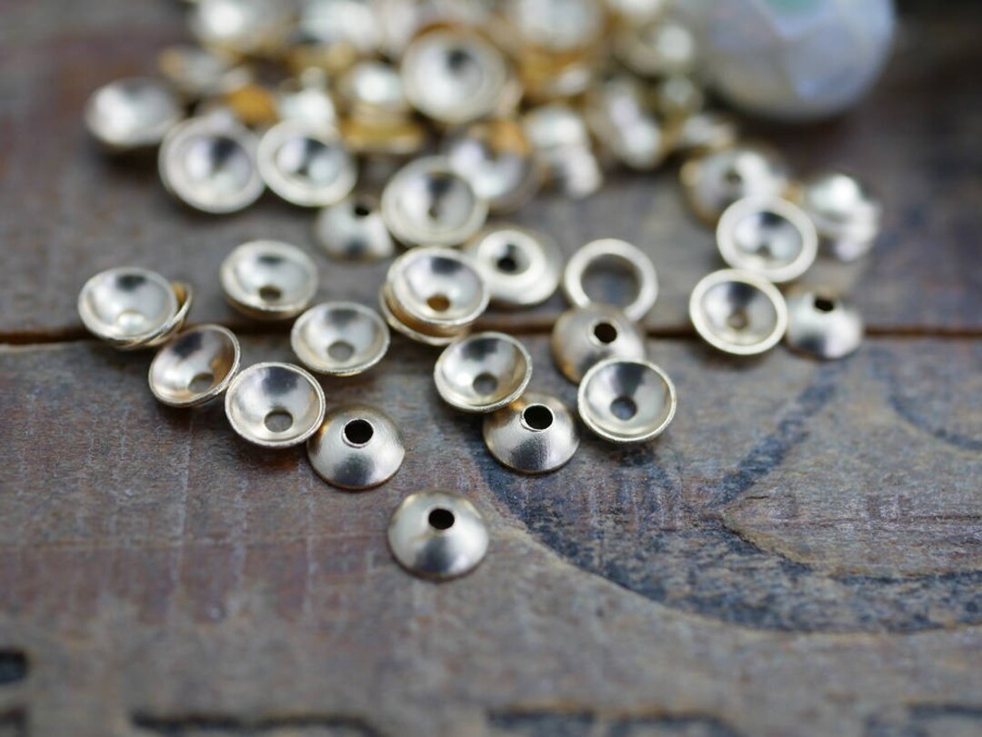 Small Gold Bead Cap Plain Round Bead Cap Small Gold Bead Cap 4mm Cap ...