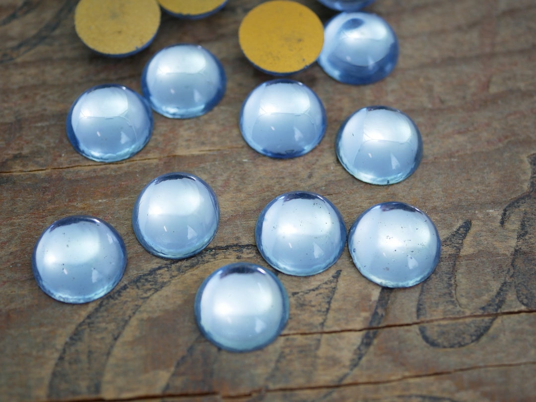 Vintage Glass Rhinestone 15mm Light Sapphire Blue Round Rhinestone ...
