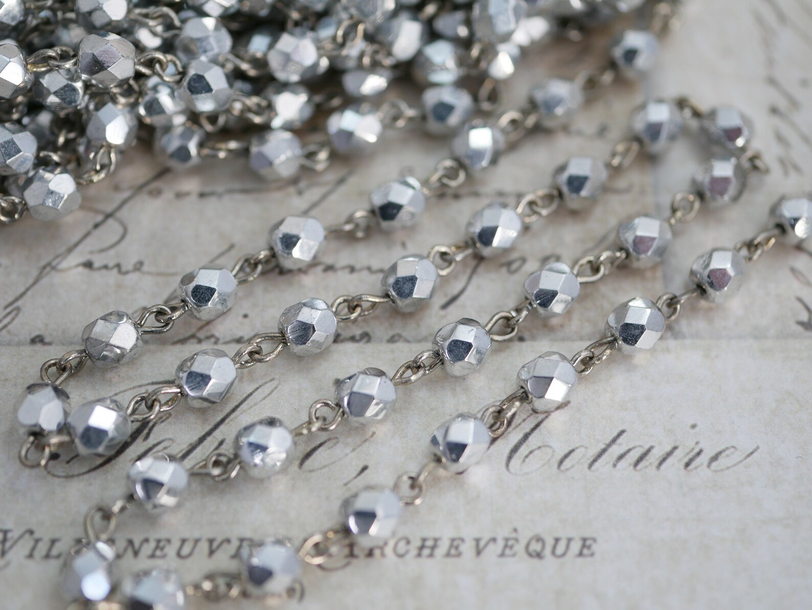 Glass Bead Chain 4mm Silver Bead Chain Necklace Chain Sold | Etsy