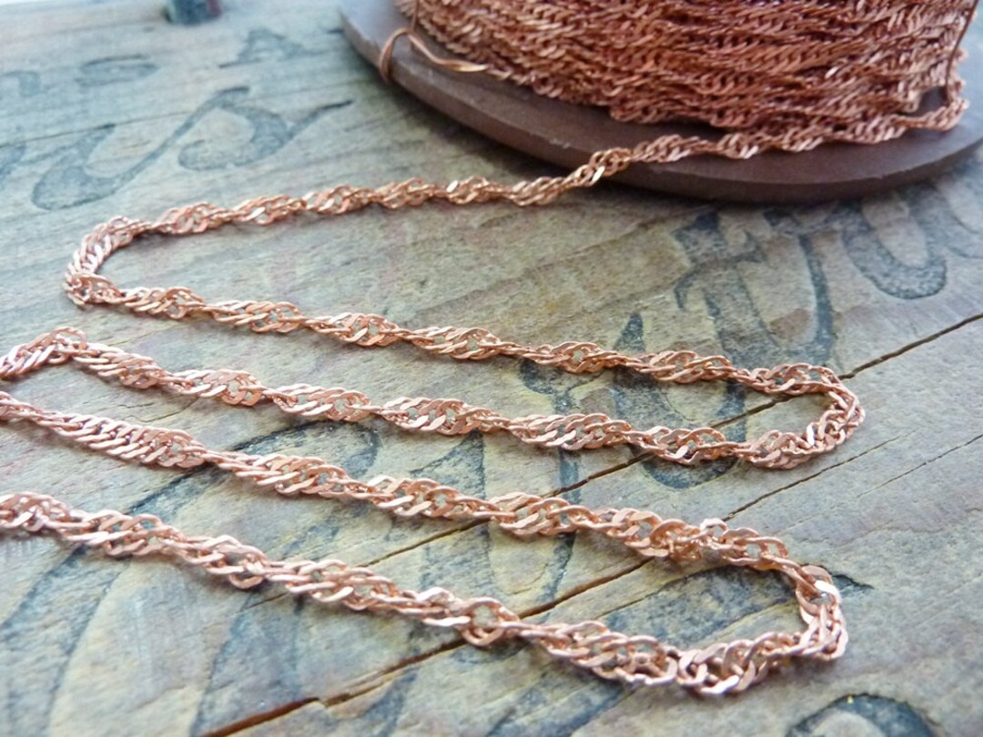 Vintage Copper Steel 3.5mm Twisted Flat Rope Chain (sold by the Foot ...