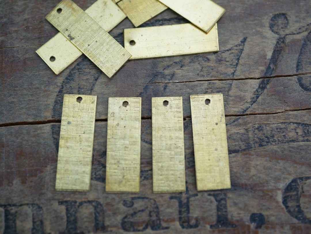 Vintage Brass Tags With Pattern Brass Drop Bar Gold Bar With Hole ...