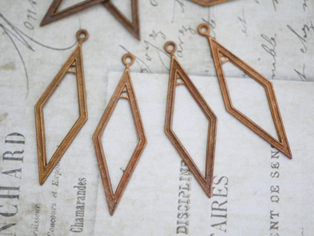 Vintage Copper Finding Art Deco Earring Findings Small Copper Pendant ...