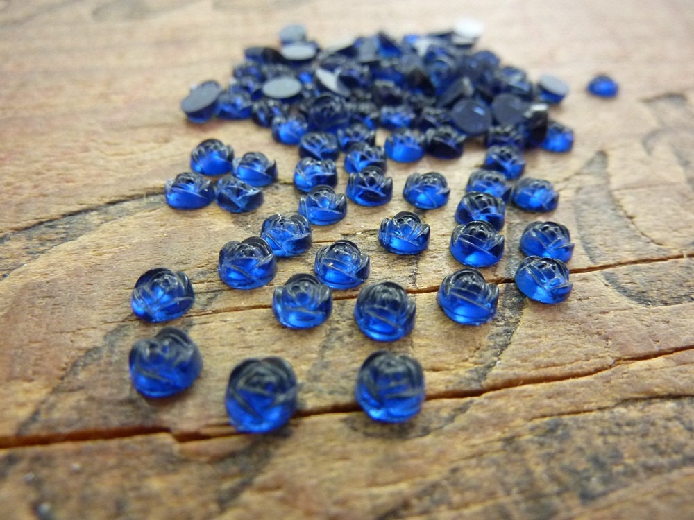 Glass Rhinestone Rose Vintage Montana Blue 4mm Glass Rose Rhinestone ...