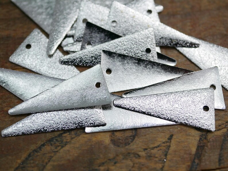 Silver Stamping Dangle Drop Metal Drop Triangle Brushed Silver Triangle ...