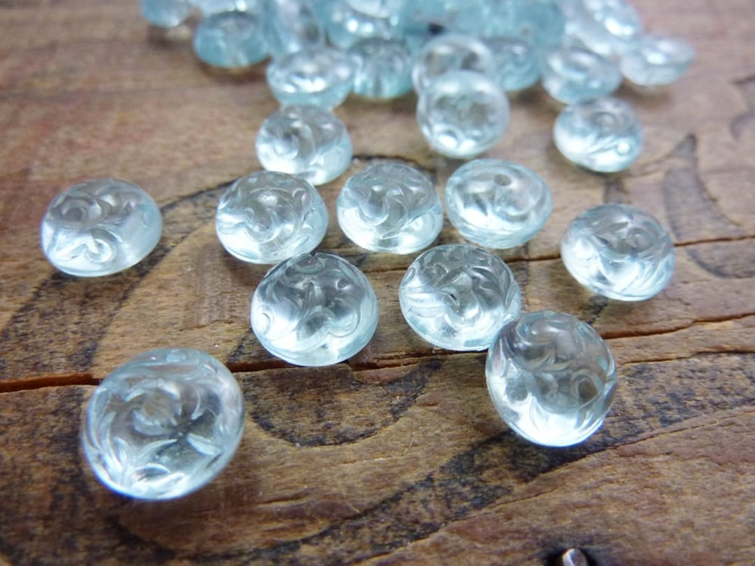 Vintage Cabochon 9mm Small Cabochon With Design Aqua (8 Pcs) - Etsy