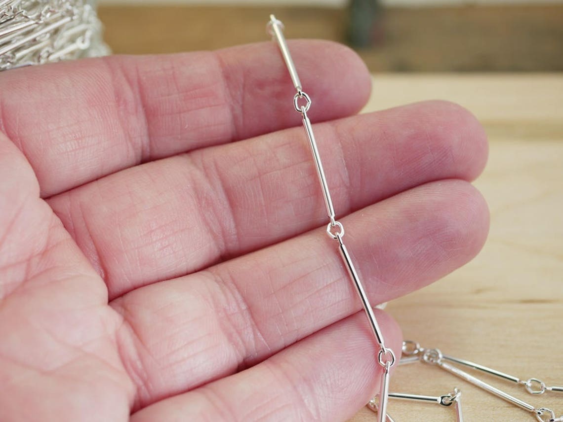 Silver Tone Bar Chain 18mm Link Made in USA Sold by the Foot - Etsy