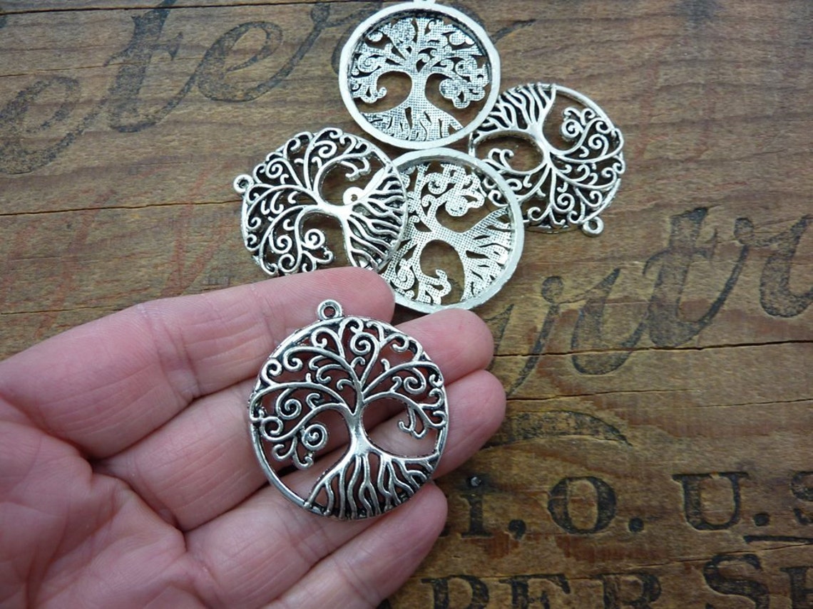 Pendant Silver Pewter Tree of Life Pendant Large Necklace - Etsy