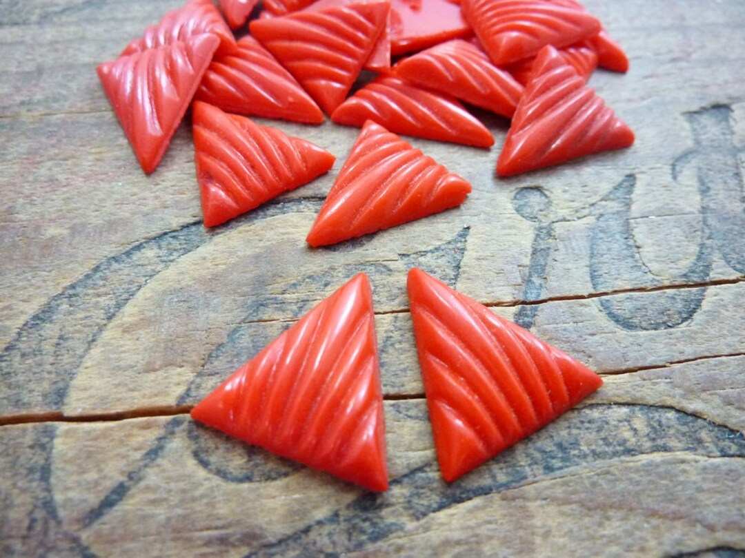 Rhinestone Art Deco Glass Striped Red Triangle Rhinestone (2) - Etsy