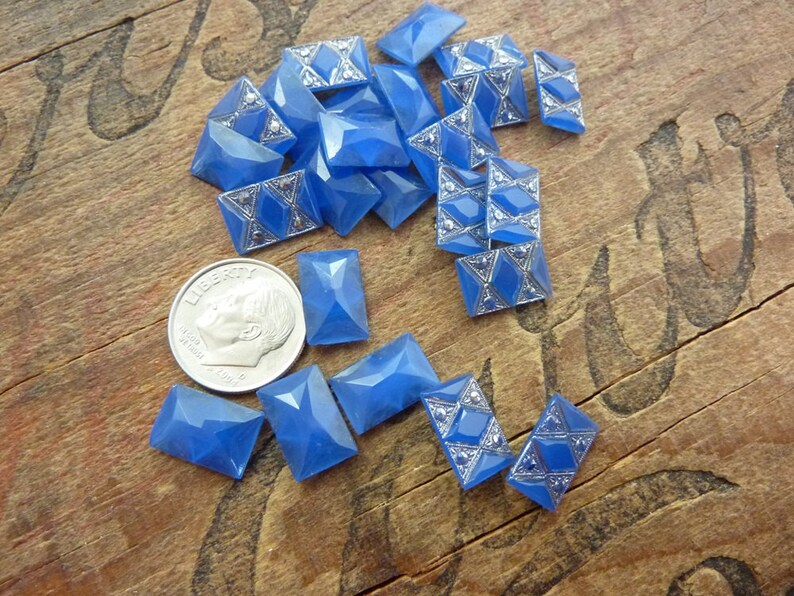 Glass Rhinestone Rare Vintage Art Deco Two Color Faceted Rhinestone (2 ...