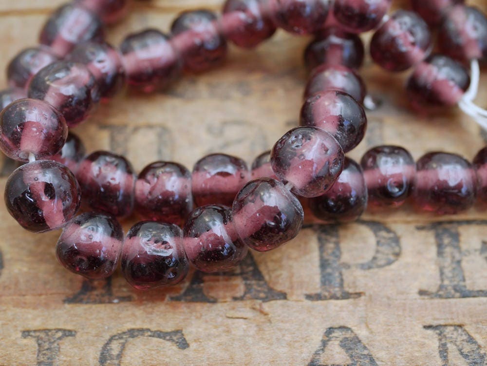 Japanese Glass Baroque Dimple Beads Miriam Haskell Beads Full Strand 50 ...