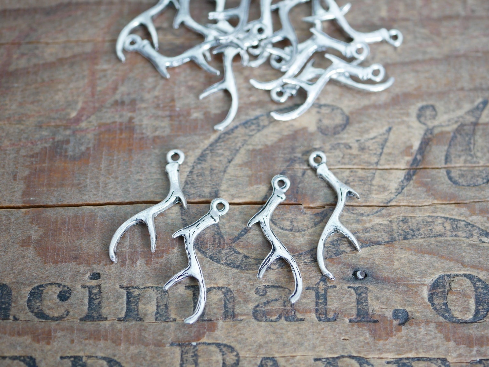 Pewter Antler Charms Deer Antler Charm 6 P203 | Etsy