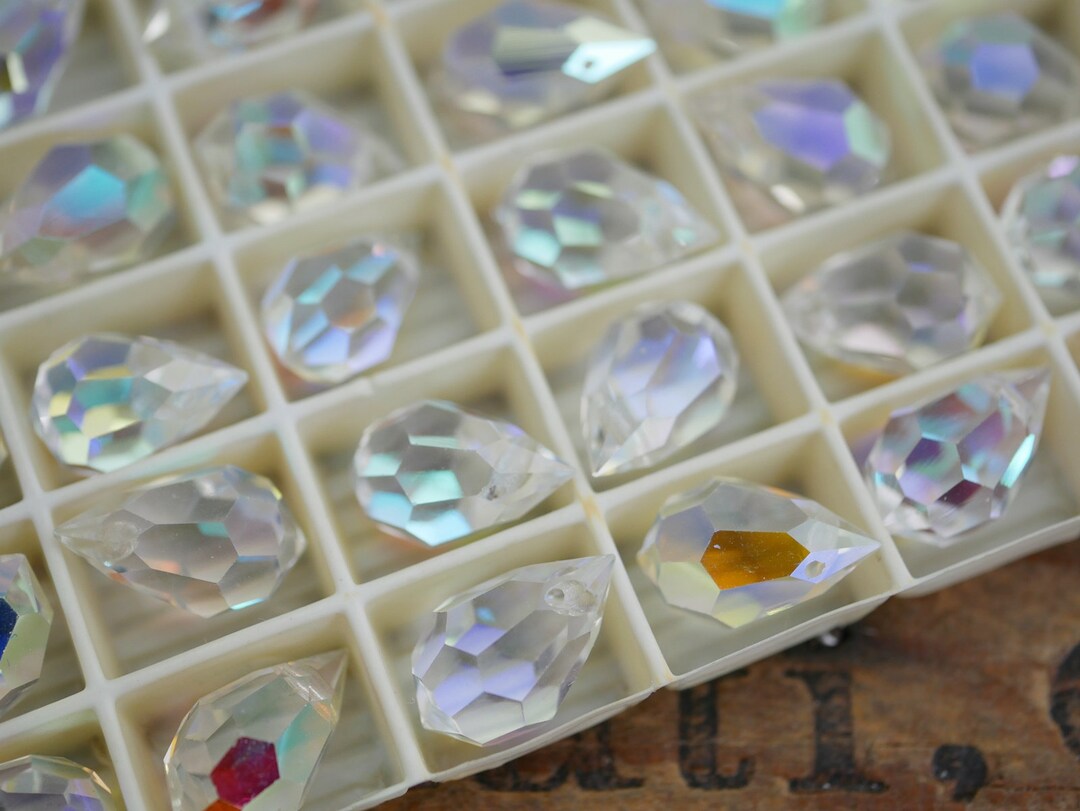 Faceted Teardrop Bead Clear Crystal AB 9x15mm With Top Hole Preciosa ...