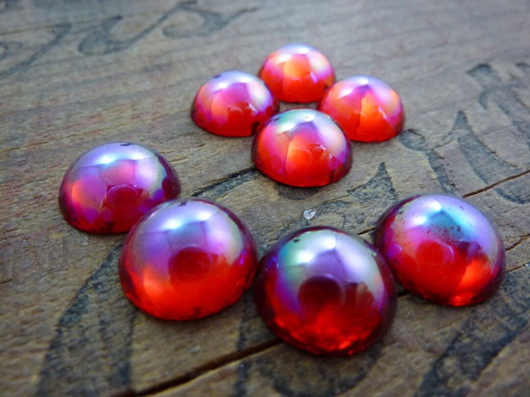 Vintage Glass Rhinestone 15mm Ruby AB (2) - Etsy