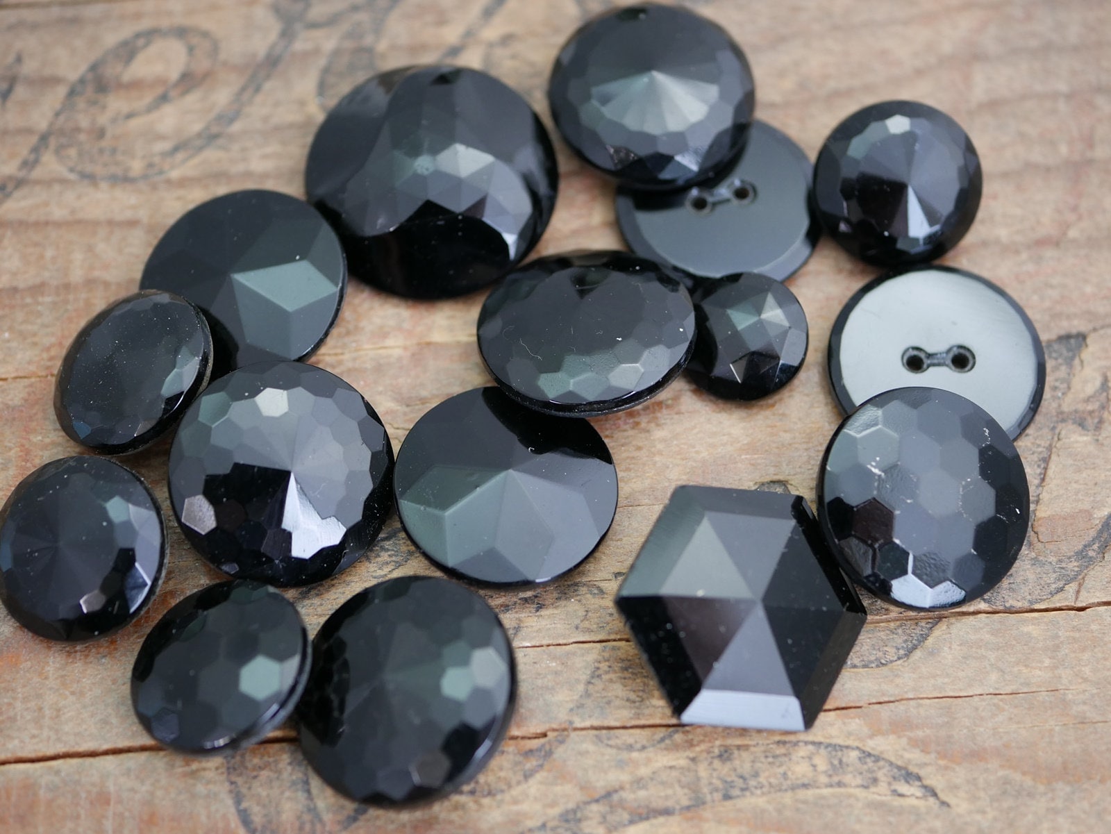 Vintage Button Lot Mixed Lot Old Buttons Glass Lot Black Glass | Etsy